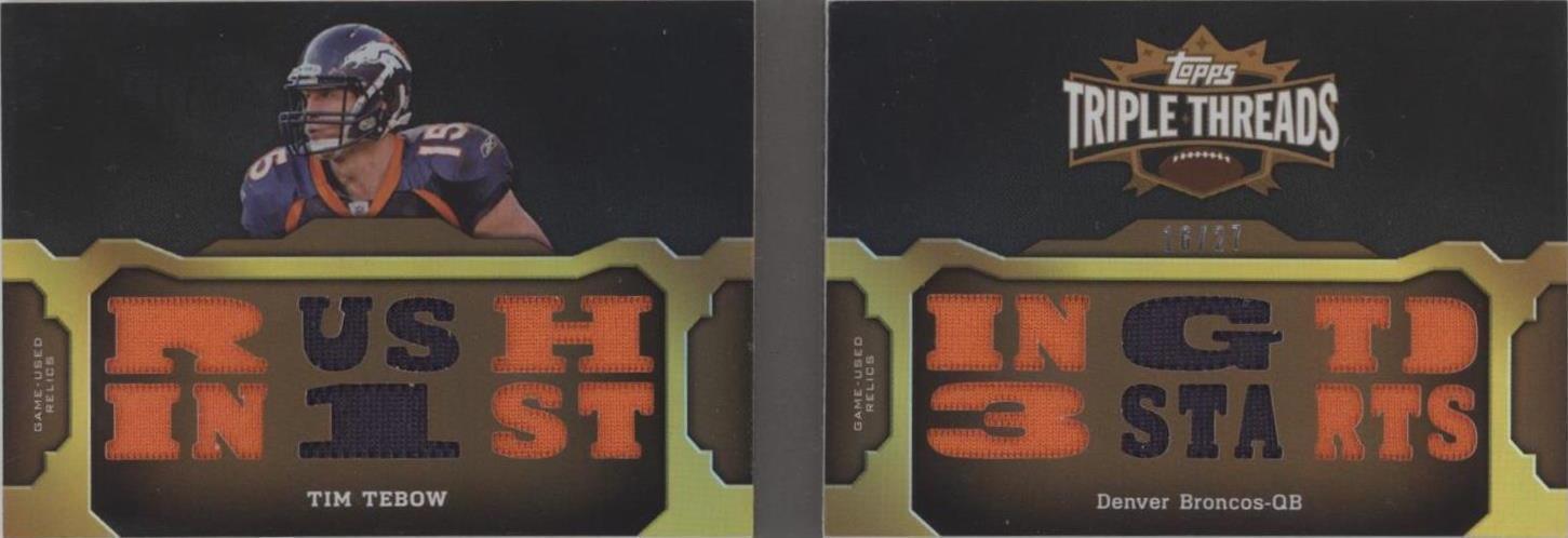 2011 Topps Triple Threads - Relic Double Combos Book Tim Tebow #TTRDC-9 ...