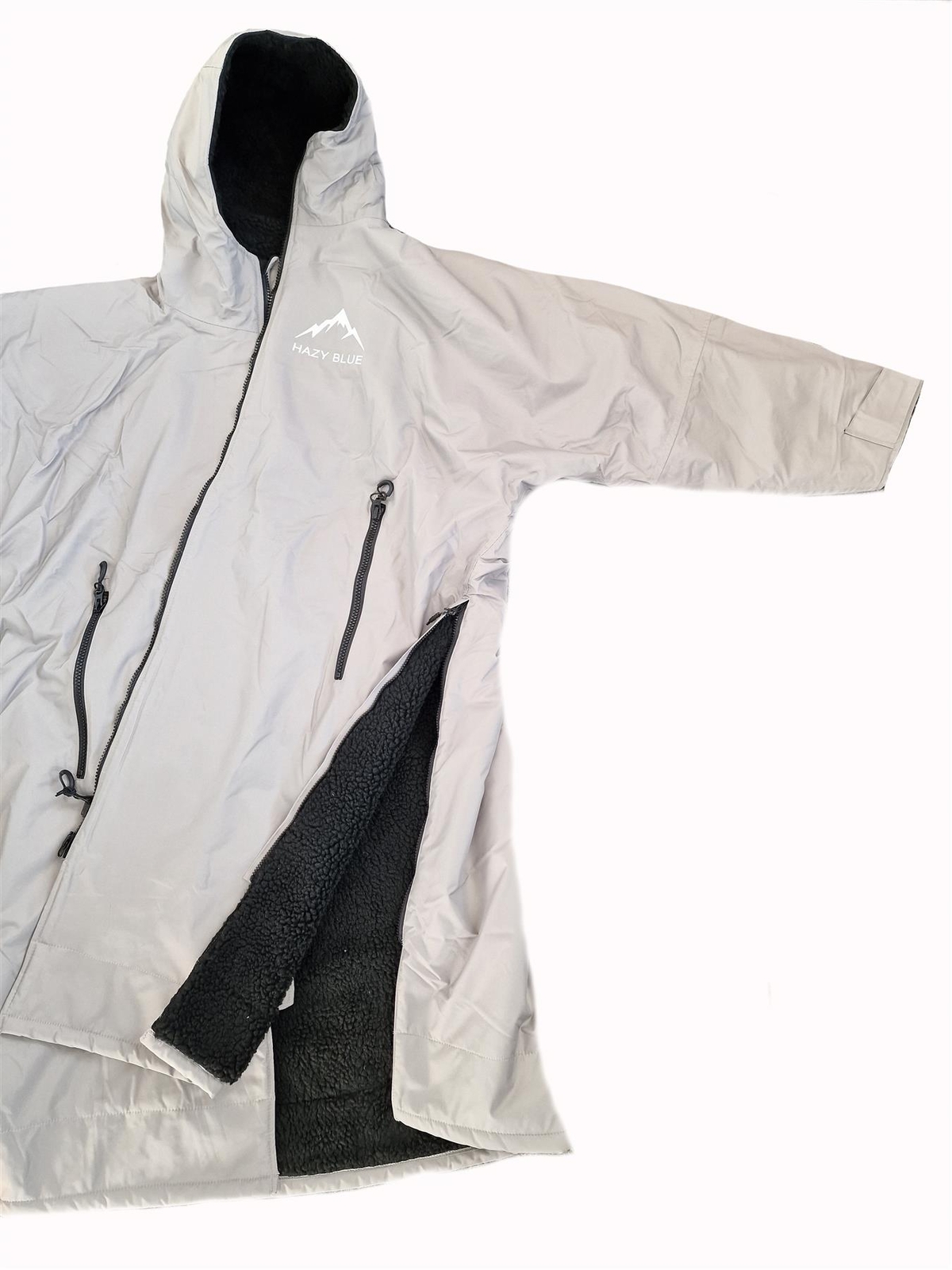 Hazy Blue Padstow Changing Dry Robe Long Coat Riding Hooded Cape Side ...