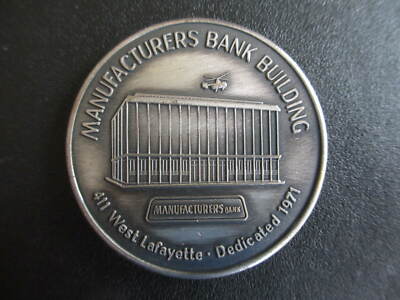 1971 Manufacturers National Bank Detroit Mi.Silver Plate Token ...