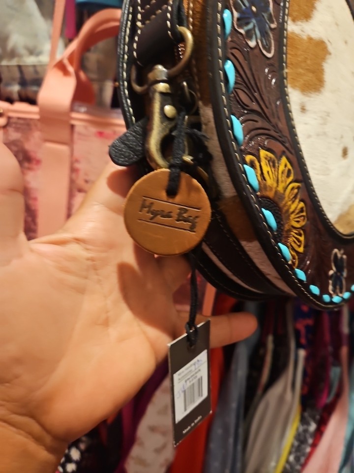 Myra Bag - Magnolia Morn Hand-Tooled Round Bag. Round Western Leather ...