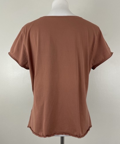J Jill Short Sleeve Fitted Tee Rust Orange Rolled Edge Basic Stretch Womens XL | eBay