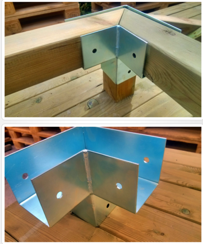 Pfostenecke Holzverbinder 3-Wege aus Stahl verzinkt Pfostenverbinder ...