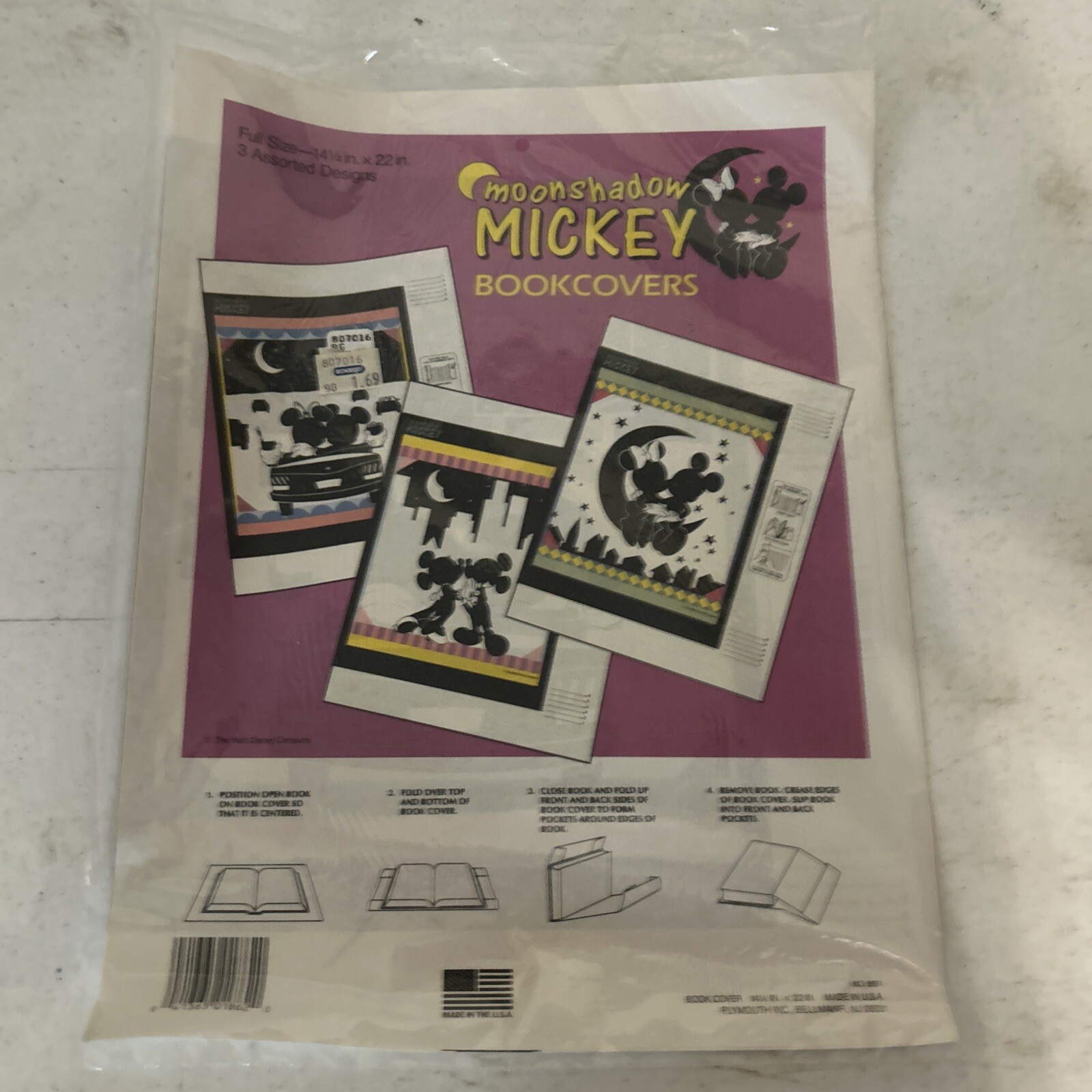 Vintage Unopened Pack Of Moonshadow Mickey And Minnie Book Covers Lot ...