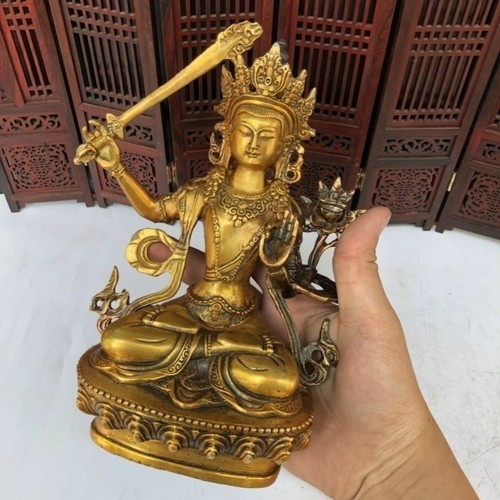 Buddhism Gilt Buddha Manjushri Bodhisattva Bronze Statue Tara lucky | eBay