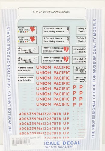 Microscale 87-97 HO Union Pacific Safety Slogan Caboose Decal Sheet | eBay