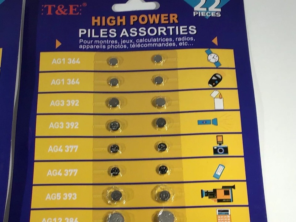 Battery VALUE Pack Assorted 44 Button Cell Batteries 2 Cards Free ...