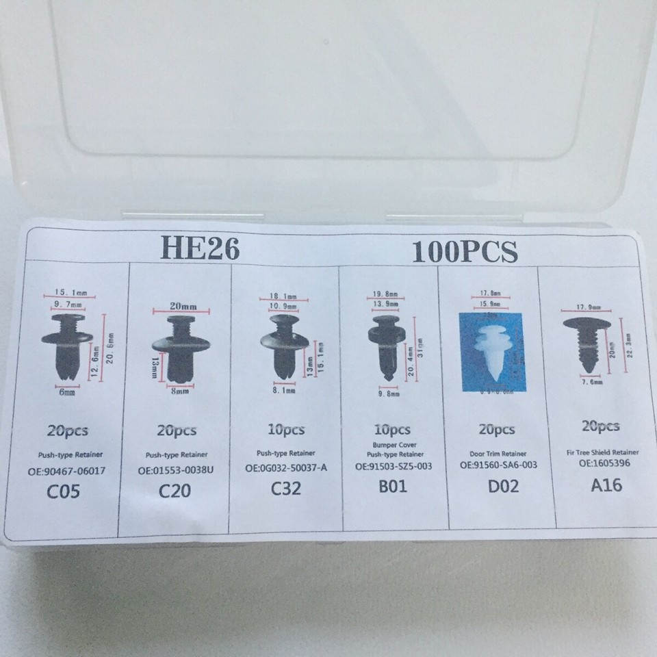 New 100 Pcs Car Push Pin Rivet Clip Bumper Door Panel Retainer Clips ...