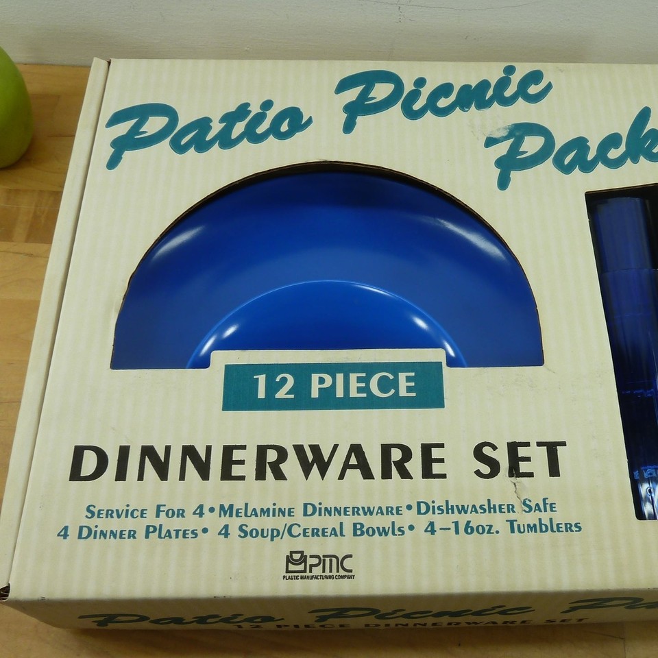 Texas Ware PMC Patio Picnic Pack NOS Boxed 12 Piece Set Dinnerware ...
