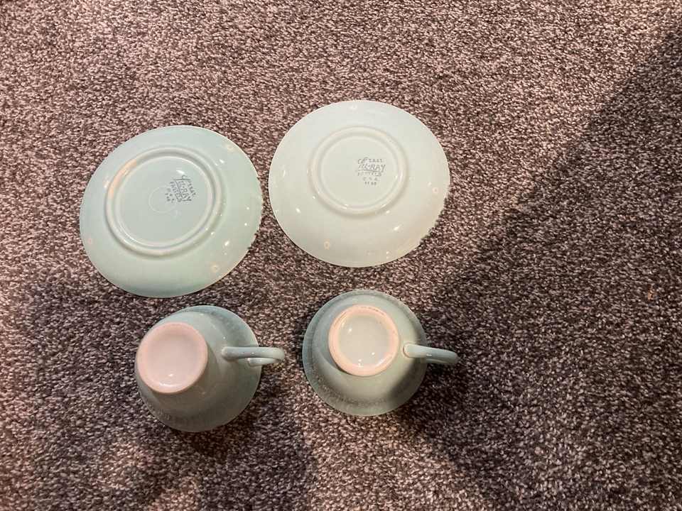 LU-RAY PASTELS 2 LIGHT GREEN CUPS AND SAUCERS TAYLOR SMITH TAYLOR | eBay