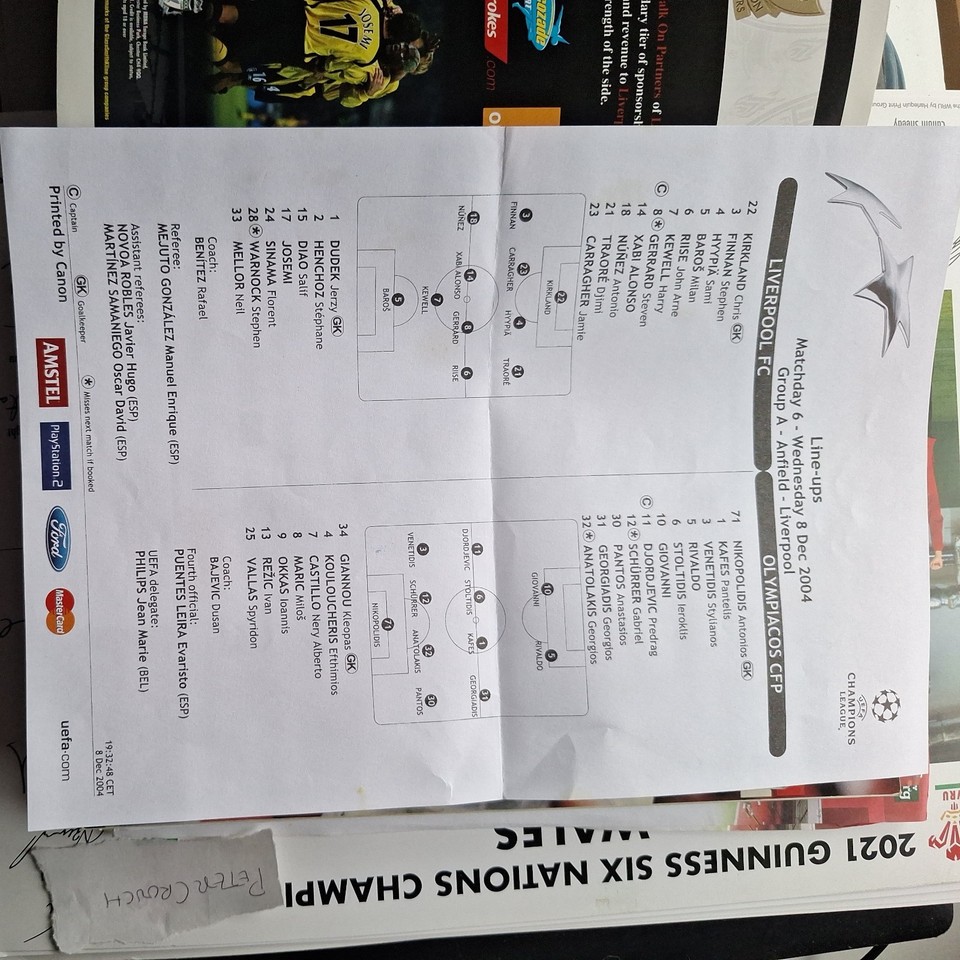 Liverpool Football Programme Signed By David Johnson Florent sinama ...