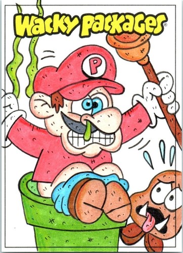 2024 WACKY PACKAGES DRAWN ARTIST SKETCH CARD POO PER MARIO by CROCKETT ...
