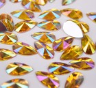 100 pcs Acrylic Rhinestone Teardrop Color AB Flat Back Jewels Faceted ...