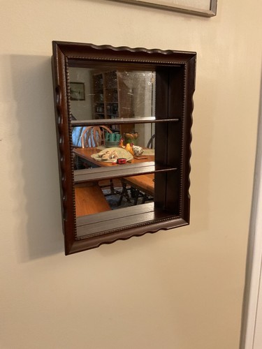 VTG Mirrored Dark Wood Shadow Box Shelf 13 1/2 x 10 1/2 inches Hand ...