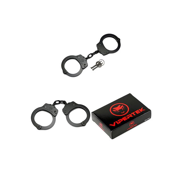 Vipertek Double Lock Steel Professional Grade Handcuffs - Black for ...