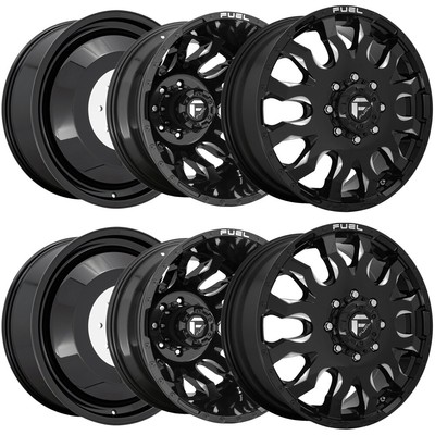 (Set of 6) 20" Inch Fuel D673 Blitz Dually 8x200 Black/Milled Wheels ...