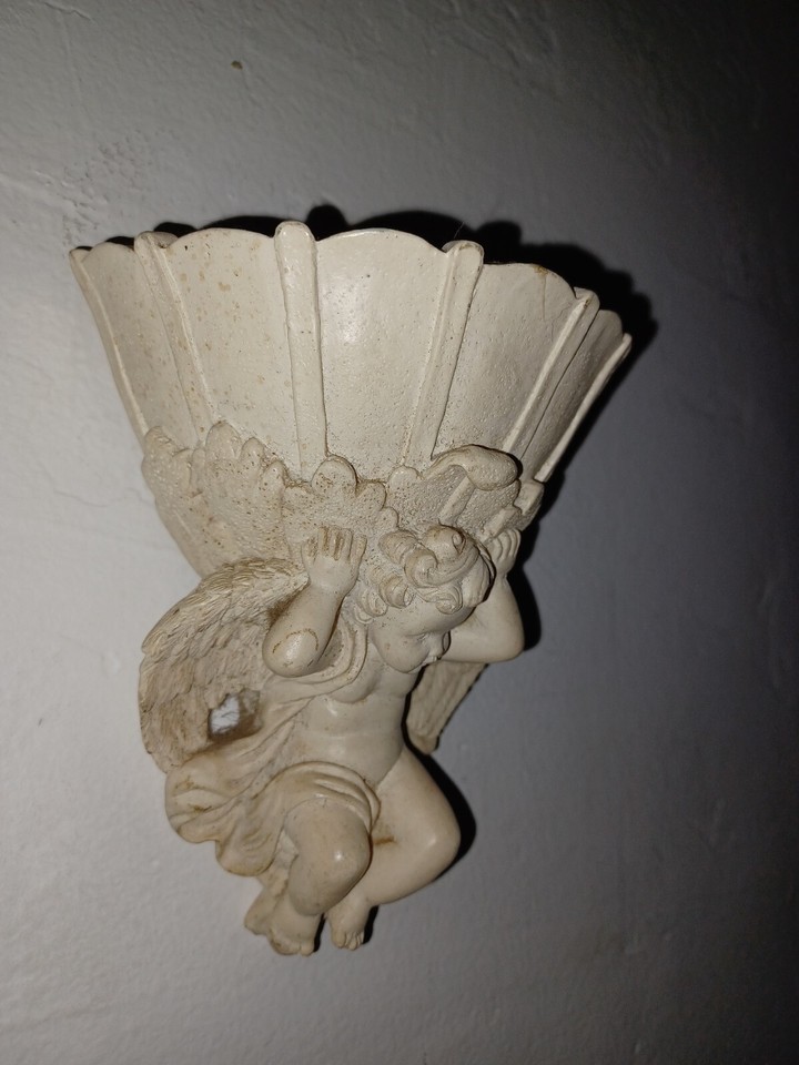 Angel Statue Wall Hanging Resin Planter Home Décor White | eBay