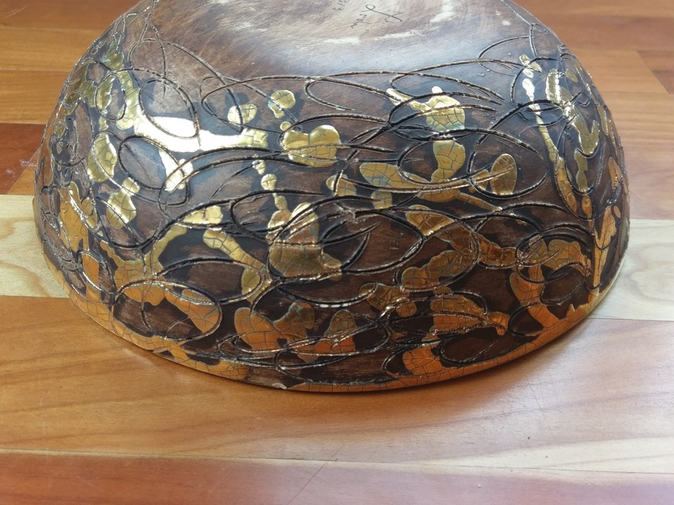 gene Lodi Bowl Studio Pottery Vtg MCM Modern Signed Numbered Gold Glenn ...
