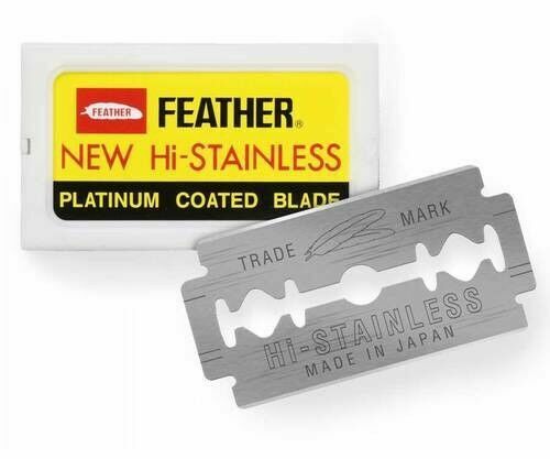 100 count Feather Hi-Stainless Double Edge Platinum Coated Razor Blades ...