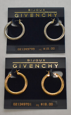 2 Pair Vtg Givenchy Bijoux Paris Hoop Earrings Gold & Silver Pierced ...