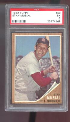 1962 Topps #50 Stan Musial PSA 5 Graded Baseball Card MLB St. Louis ...