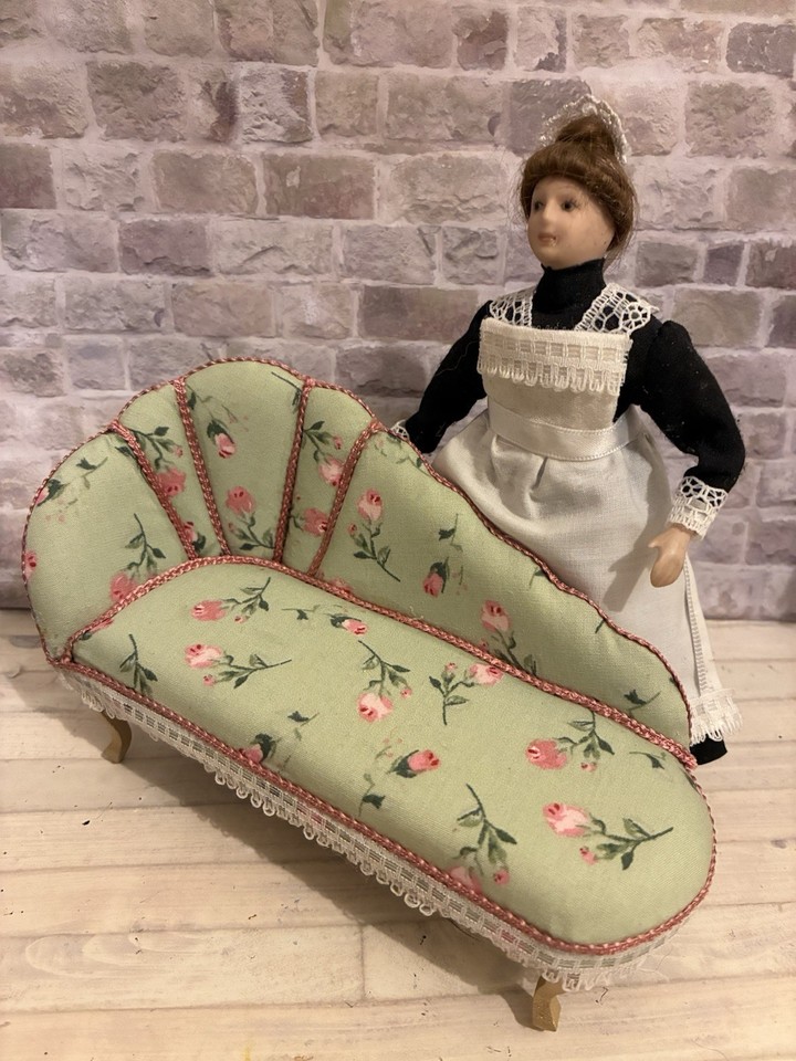Dolls House 1/12 Scale Miniature Artisan Scallop Shaped Chaise Longue ...