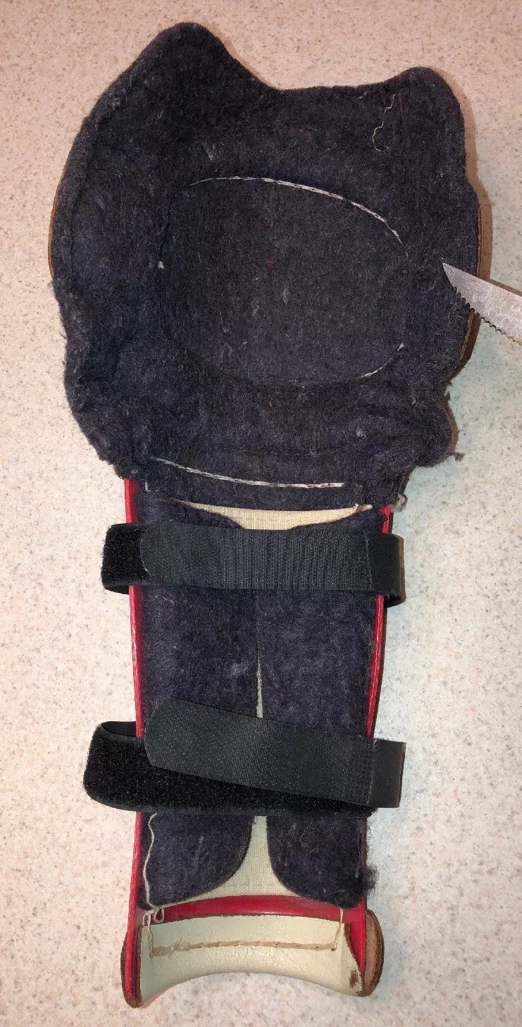 Sokol Murray Hockey Shin Guards Red & White Made in Canada vintage ...