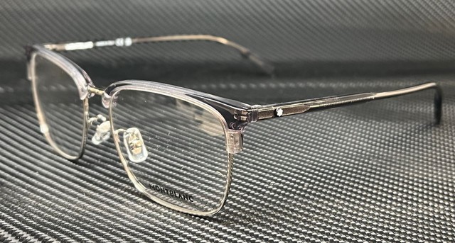 Montblanc Square Eyeglasses MB0199OA-008 Shiny Gray Frame Classic Half ...