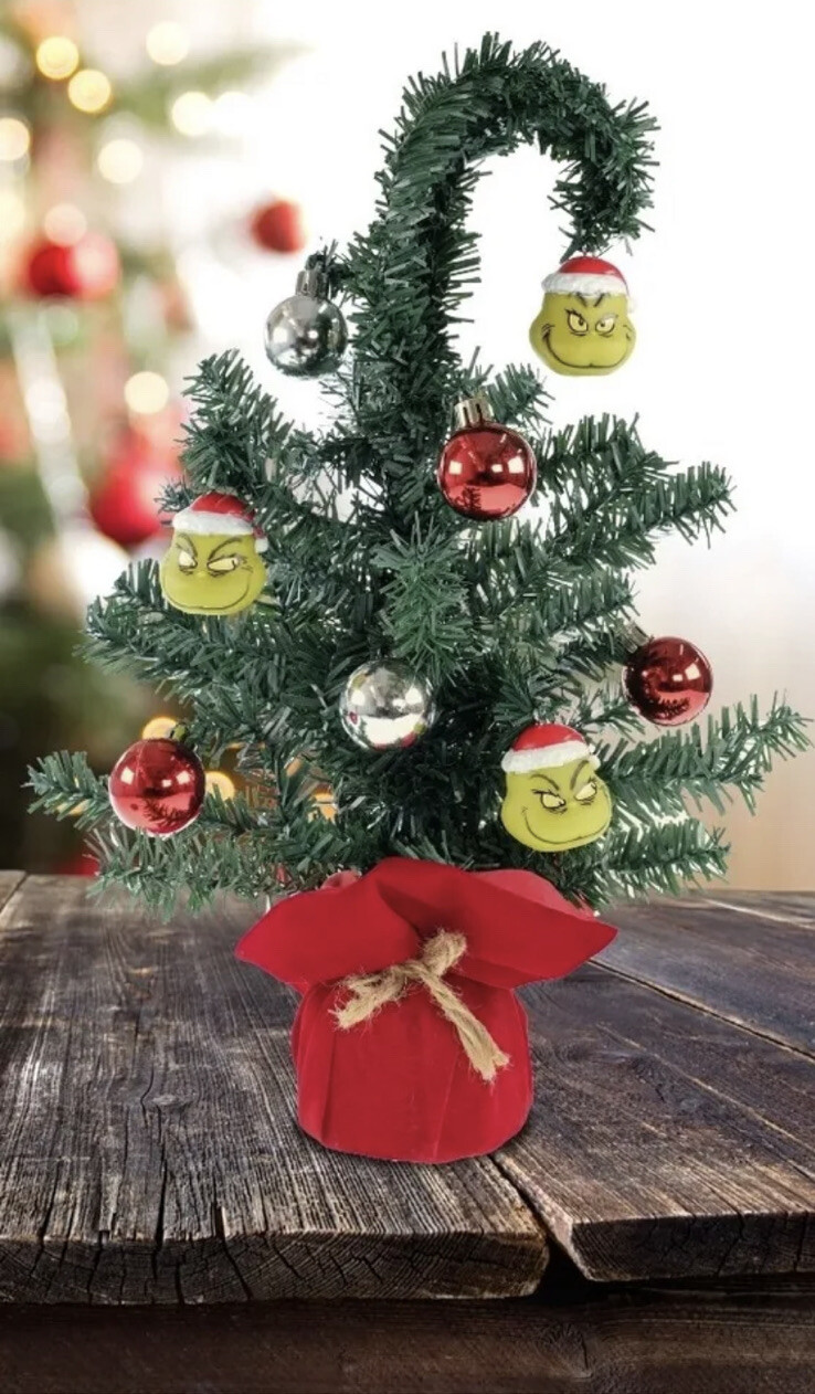 The Grinch 16" Decorated Ornaments Christmas Tree Table Desk Decor AA63 ...