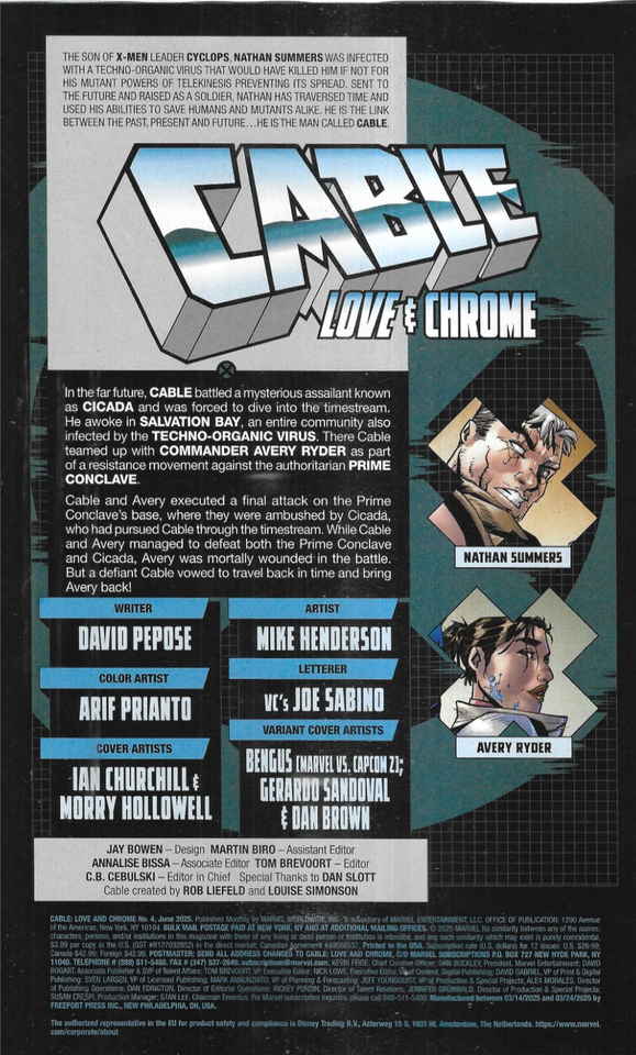 Cable Comic 4 First Print Cover B Capcom vs Marvel Bengus Variant 2025 ...