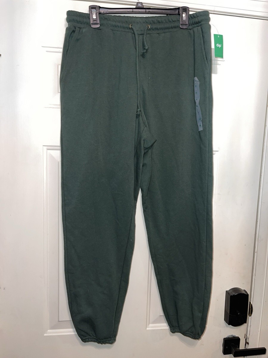 DIP Dark Green Stretch Drawstring Waist Cuff Jogger Style DIP Dark Green Stretch Drawstring Waist Cuff Jogger Style