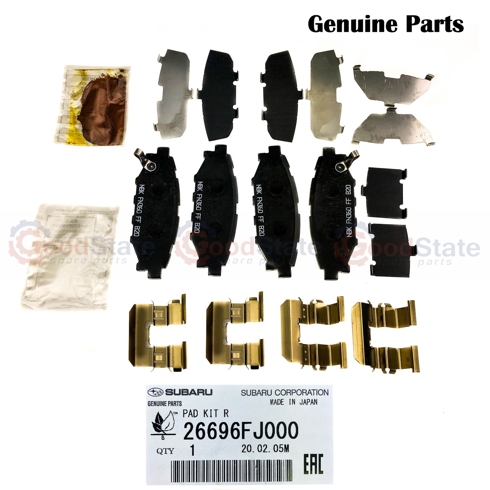Genuine Subaru Rear Brake Pad Kit Part 26696FJ000 for sale online | eBay