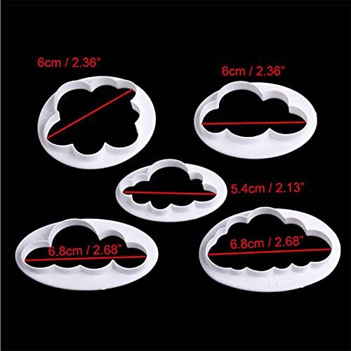 5pcs Different Pattern Plastic Fluffy Cloud Cutters Cookie Cutters Cake ...