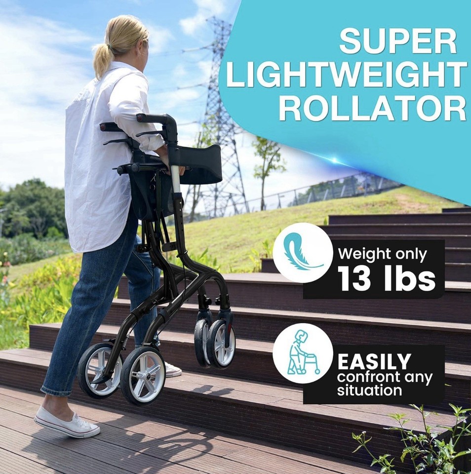 Super Lightweight Rollator Walker , Foldable with Seat, All Terrain ...