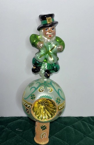 Christopher Radko Tree Topper Leprechaun Shamrock Irish Ireland Green 9 ...
