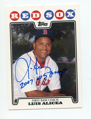 2008 Topps Boston Red Sox Gift Set Luis Alicea Card #26 Autographed ...