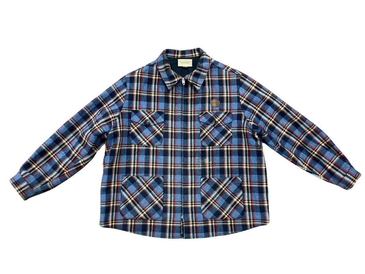 Gucci Plaid Print Utility Wool Jacket Zip-up Size EU 58 Worn Gucci Plaid Print Utility Wool Jacket Zip-up Size EU 58 Worn