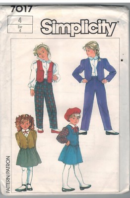 7017 UNCUT Vintage Simplicity Sewing Pattern Girls Pull on Pants Skirt ...