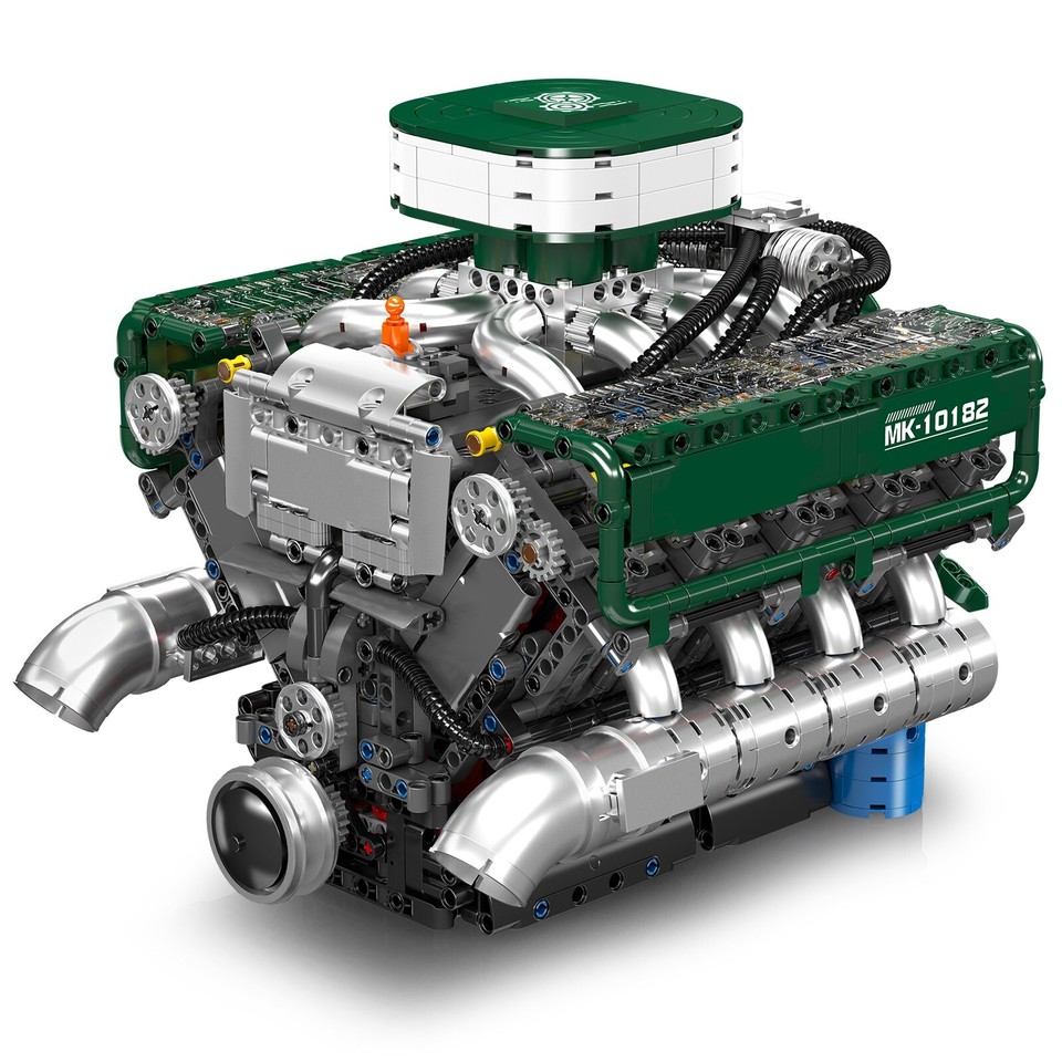 Mould King 10182 V8 Engine Double Turbo Eight Cylinder Green Building ...