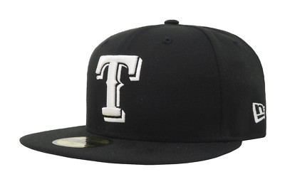 New Era 59Fifty Men Women Cap Basic Texas Rangers Black White Fitted ...