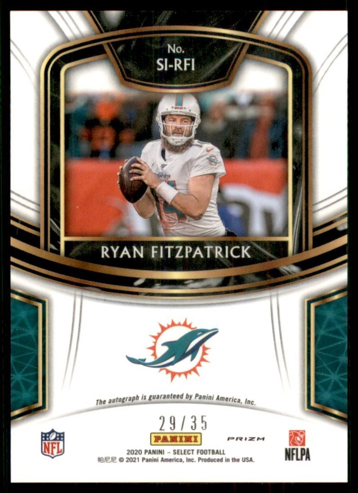 2020 Select Signatures Prizm Light Blue #14 Ryan Fitzpatrick Autograph ...