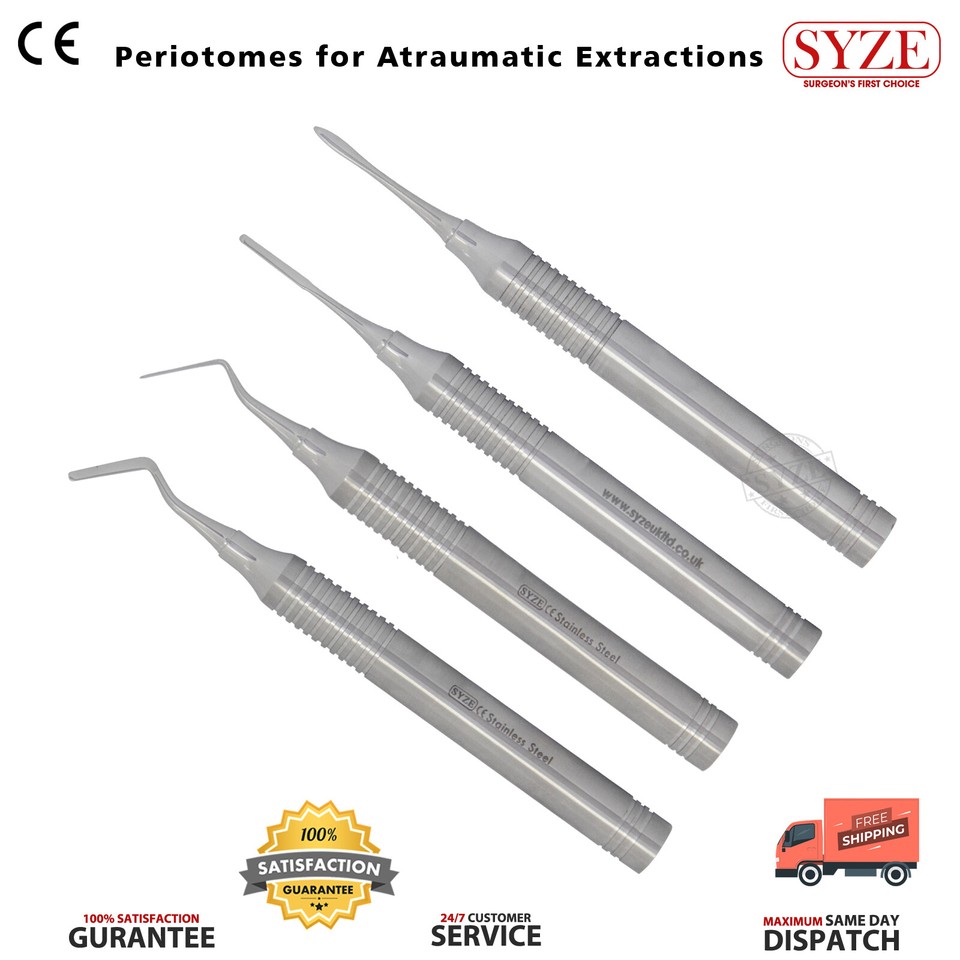 SYZE Periotomes for Atraumatic Extractions Set 4pcs - HOLLOW - Dental ...