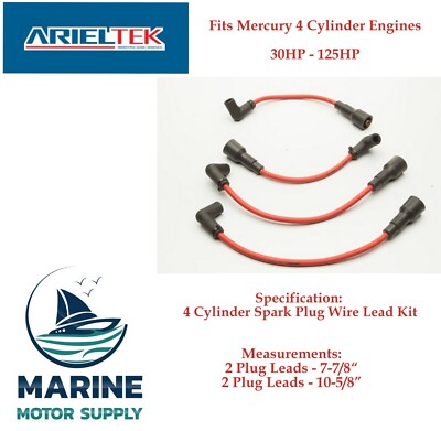 Merucry Spark Plug Wire Lead Kit 4 Cylinder 30-125HP Engines High ...