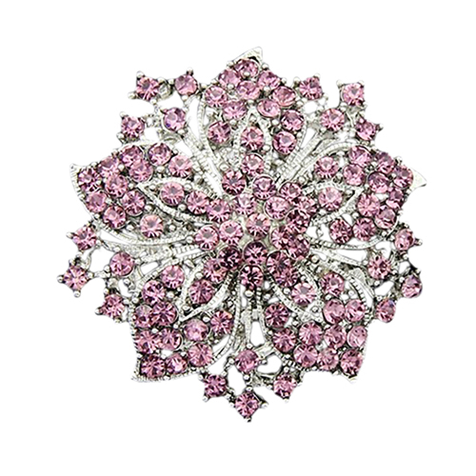 Brooch Pin Charming Anti-rust Shiny Rhinestone Flower Brooch Pin Women ...