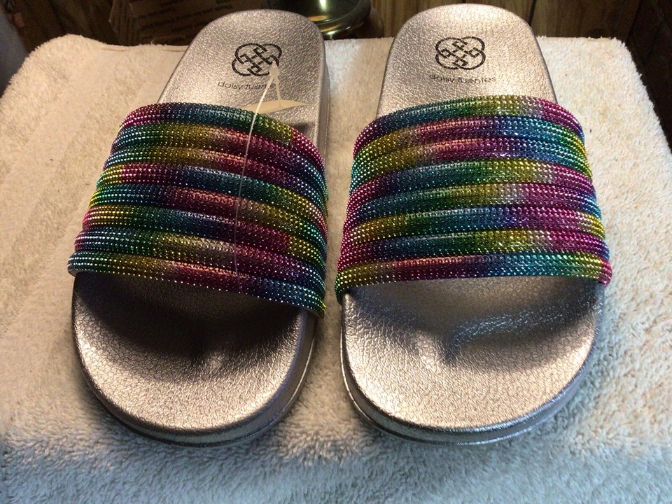 Daisy Fuentes Ines Multi Color Slide Sandals Size 10 | eBay