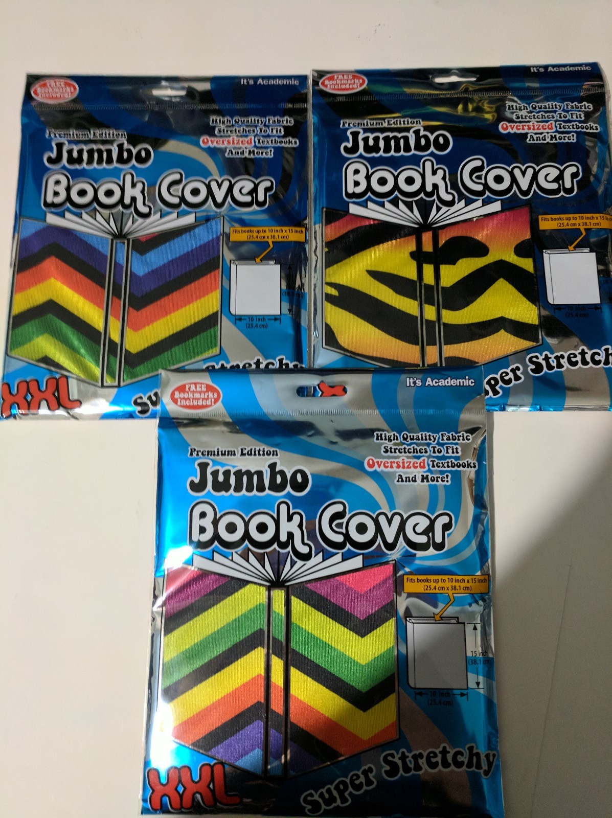 Lot of 3 Jumbo XXL book covers premiom edition stretchy NEW | eBay
