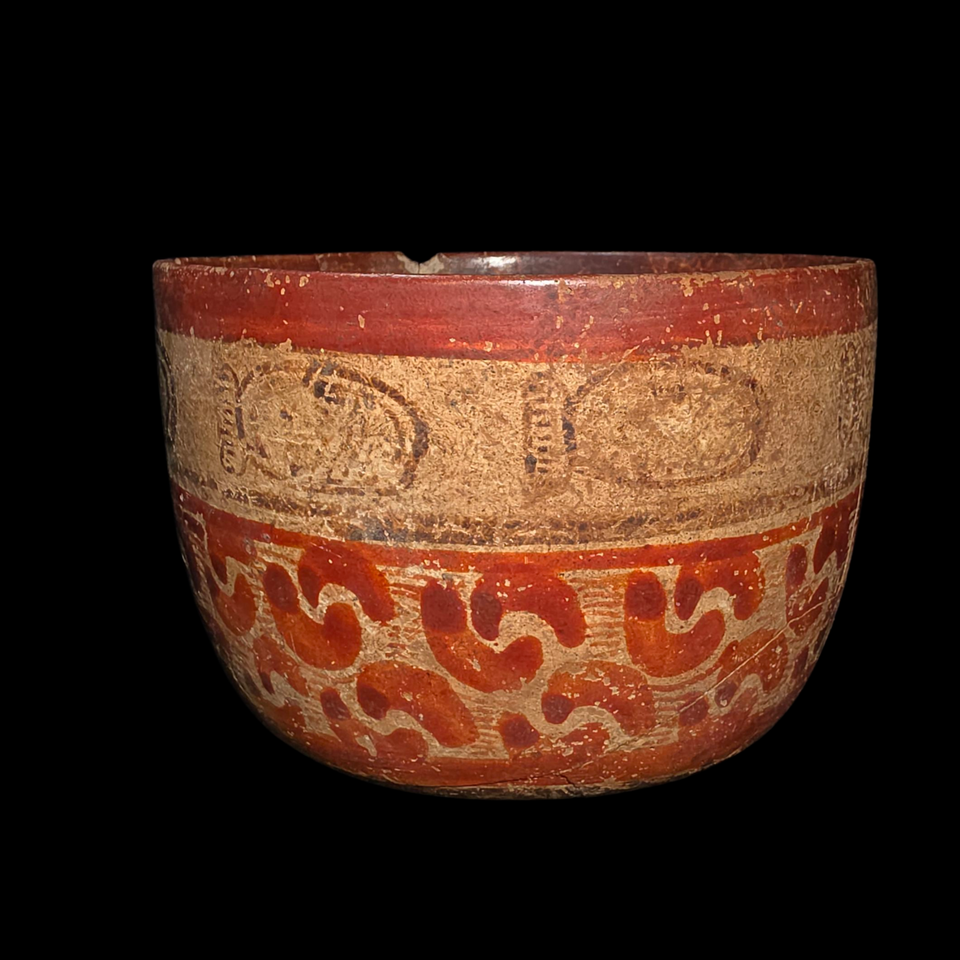 Maya Polychrome painted bowl – Cacao Glyph Band | eBay