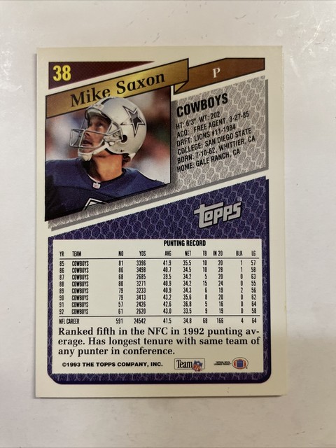 1993 Topps - #38 Mike Saxon for sale online | eBay