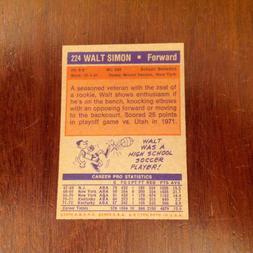 1972-73 Topps #224 Walt Simon (NM-MT) | eBay