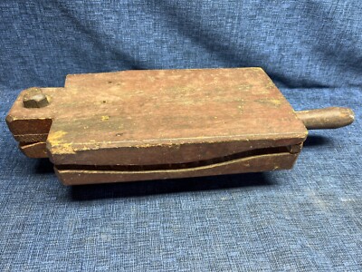 Antique Primitive Wooden Bench Corn Sheller Original Red Paint | eBay