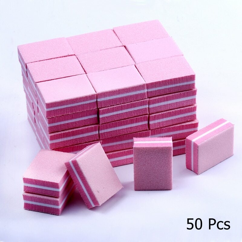 25/50pcs New Sponge Nail files Buffer 100/180 Sanding Block Manicure ...